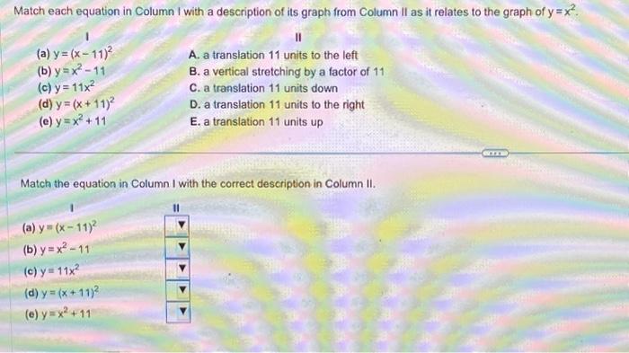 Solved Match each equation in Column I with a description of | Chegg.com