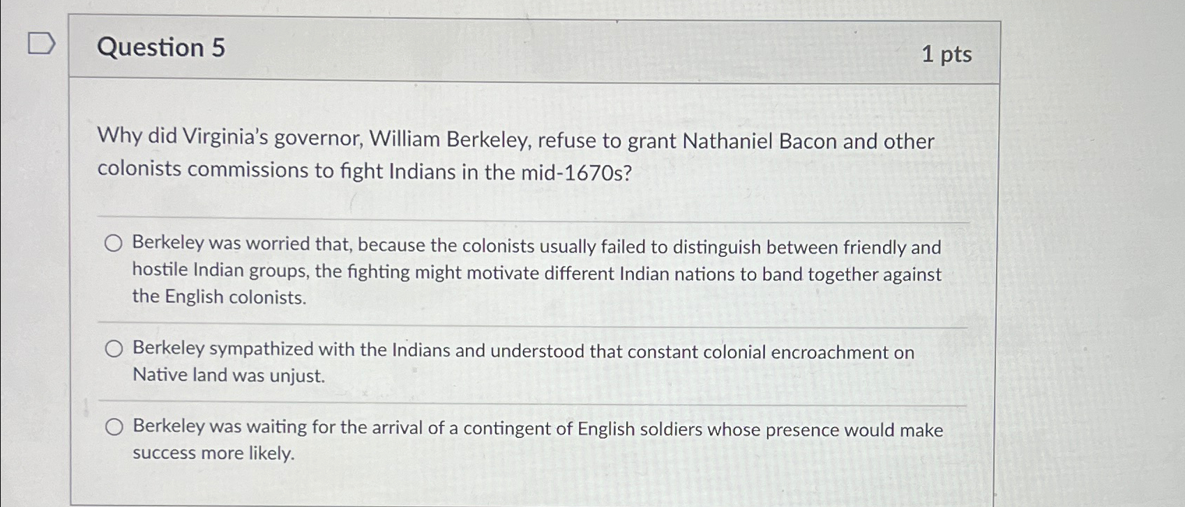 Solved Question 51ptsWhy did Virginia's governor, William | Chegg.com