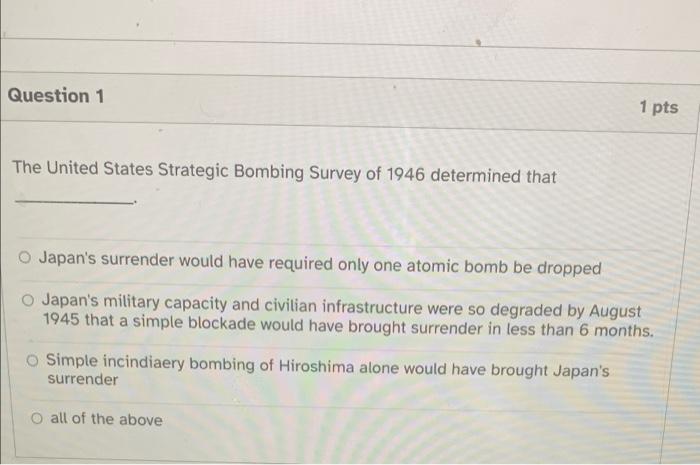 Question 1 The United States Strategic Bombing Survey | Chegg.com