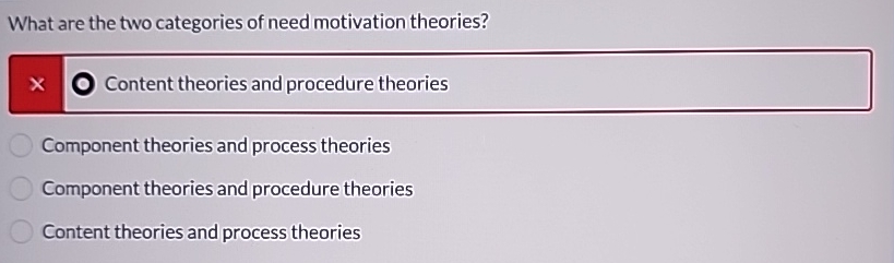 Solved What are the two categories of need motivation | Chegg.com