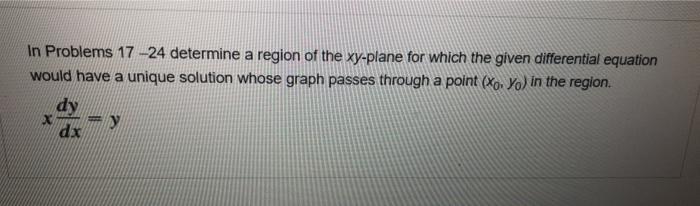 Solved In Problems 17-24 determine a region of the xy-plane | Chegg.com