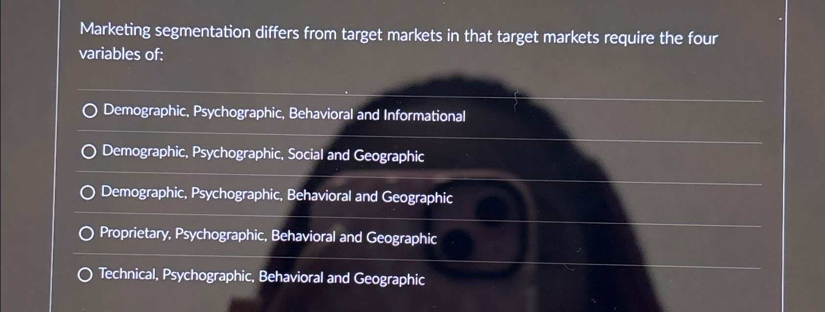 Solved Marketing segmentation differs from target markets in | Chegg.com