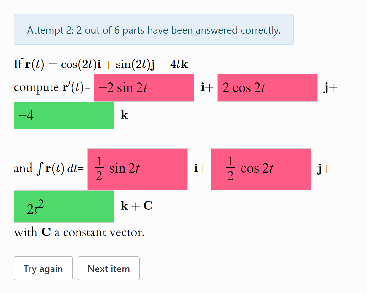 Solved Attempt 2: 2 ﻿out of 6 ﻿parts have been answered | Chegg.com
