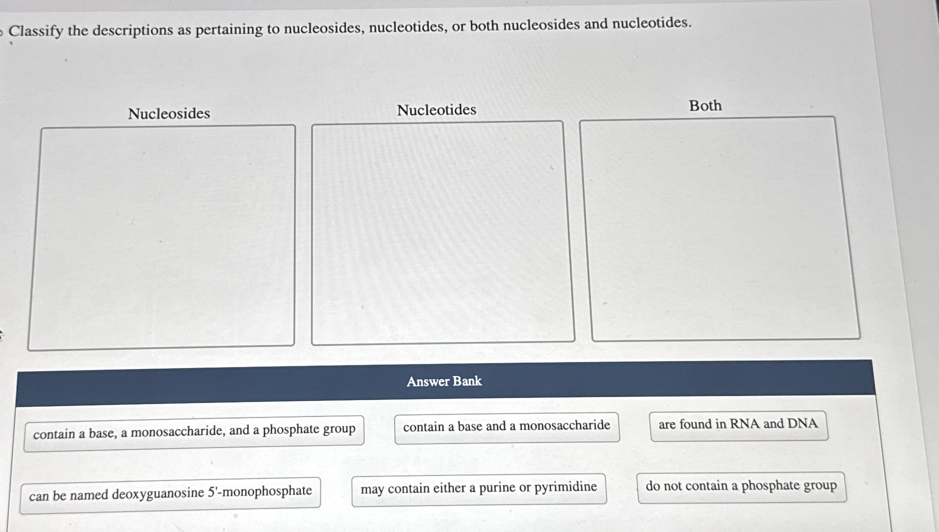 Solved Classify the descriptions as pertaining to | Chegg.com