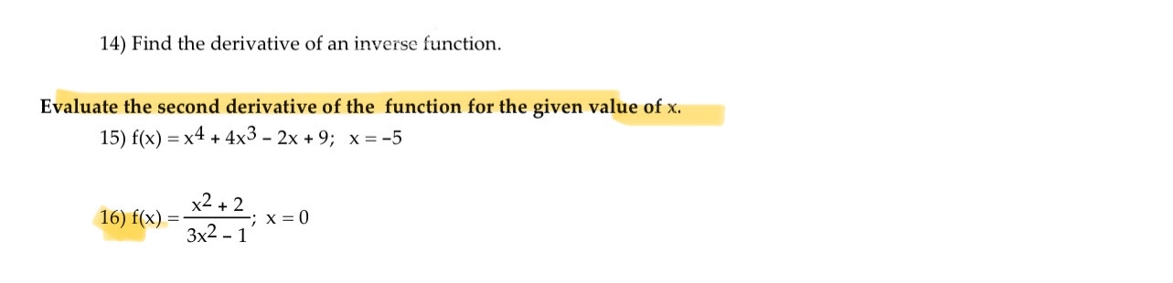 Solved Find the derivative of an inverse function.Evaluate | Chegg.com
