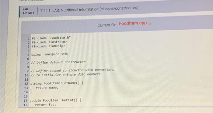 Solved 7.24 LAB: Nutritional information | Chegg.com