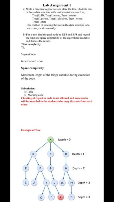Solved a) Write a function to generate and store the tree. | Chegg.com