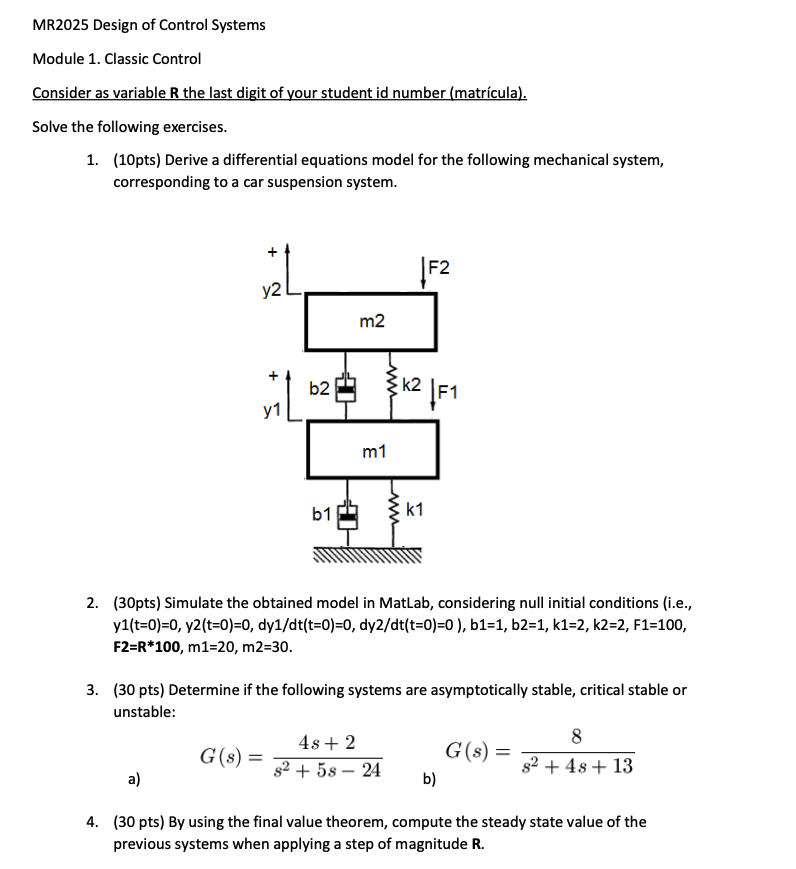 Solved MR2025 Design of Control Systems Module 1. Classic | Chegg.com
