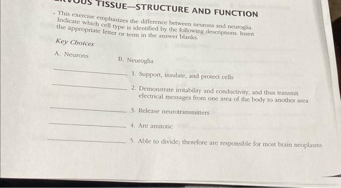 Solved - Choose the key responses that best correspond to | Chegg.com