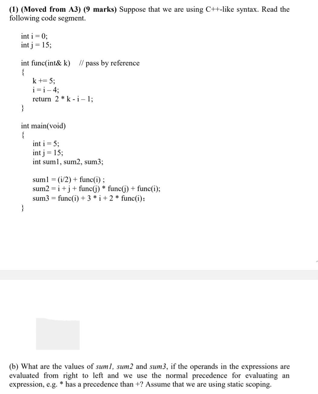 Solved (1) (Moved from A3) (9 marks) Suppose that we are | Chegg.com