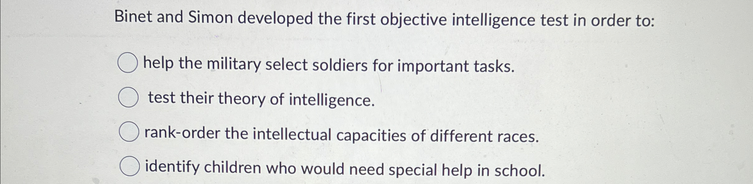 Solved Binet and Simon developed the first objective | Chegg.com