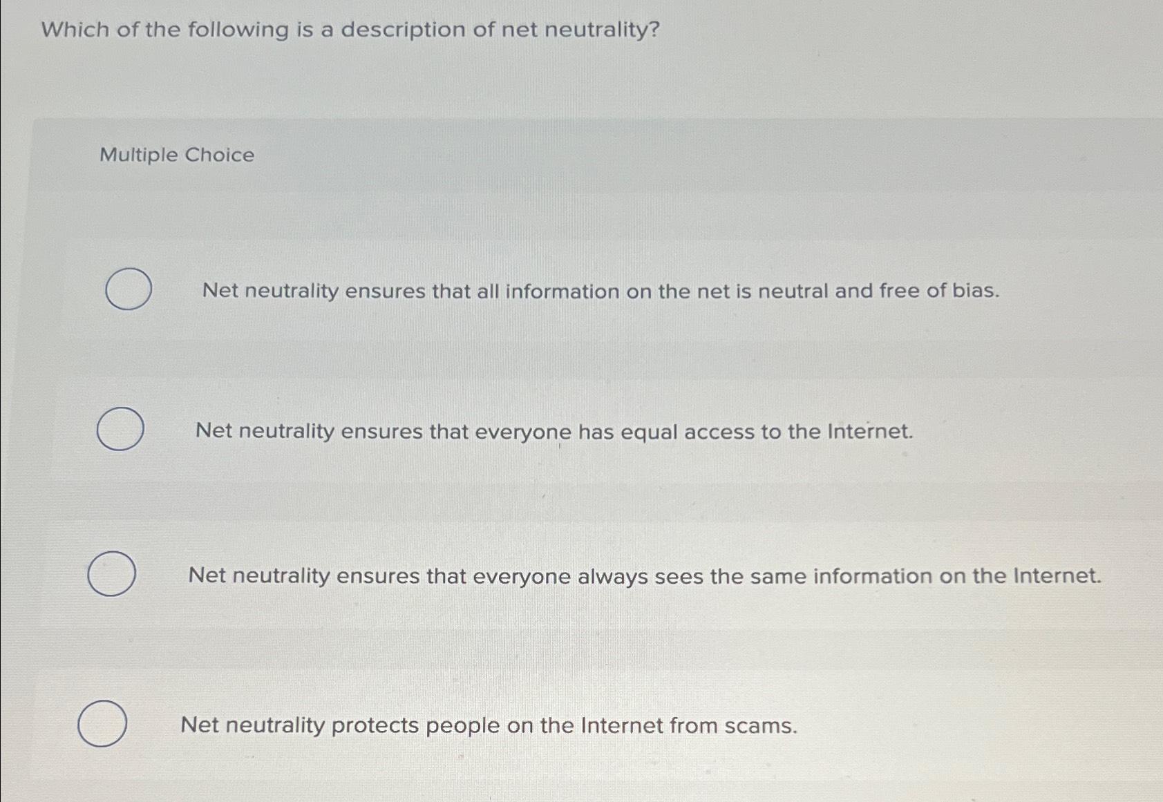 Solved Which of the following is a description of net | Chegg.com