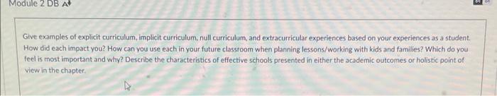 Give examples of explicit curriculum, implicit | Chegg.com