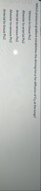 Solved Which pressure gradient establishes the driving force | Chegg.com
