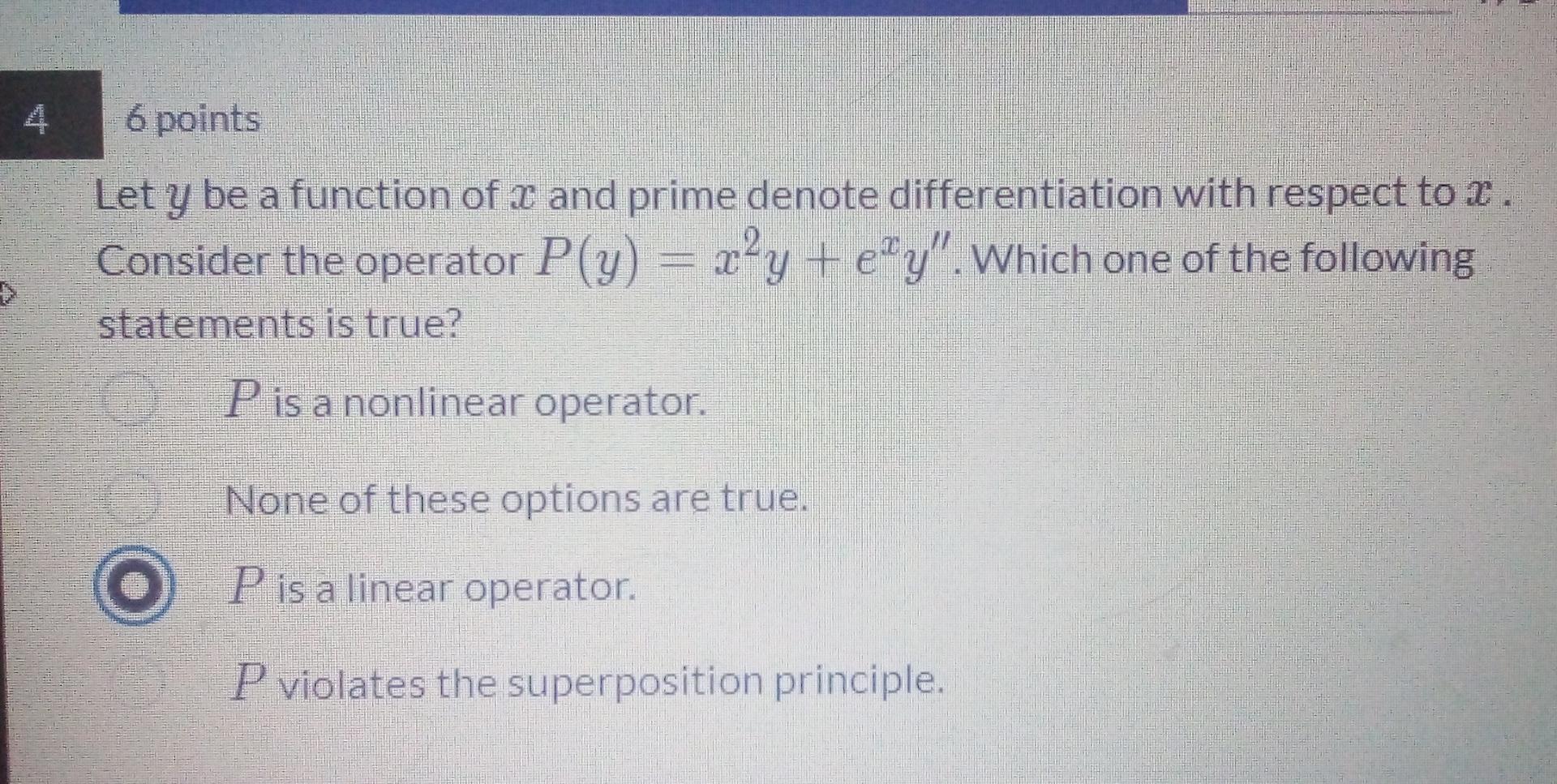 Solved 4 6 points Let y be a function of 2 and prime denote | Chegg.com