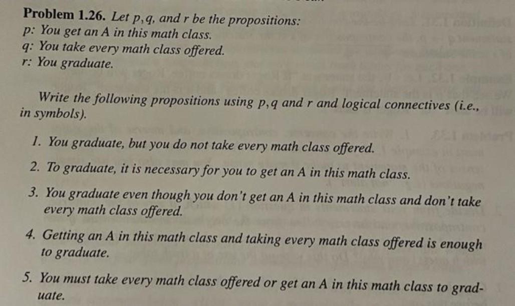 Solved Problem 1.26. Let p,q, and r be the propositions: p: | Chegg.com