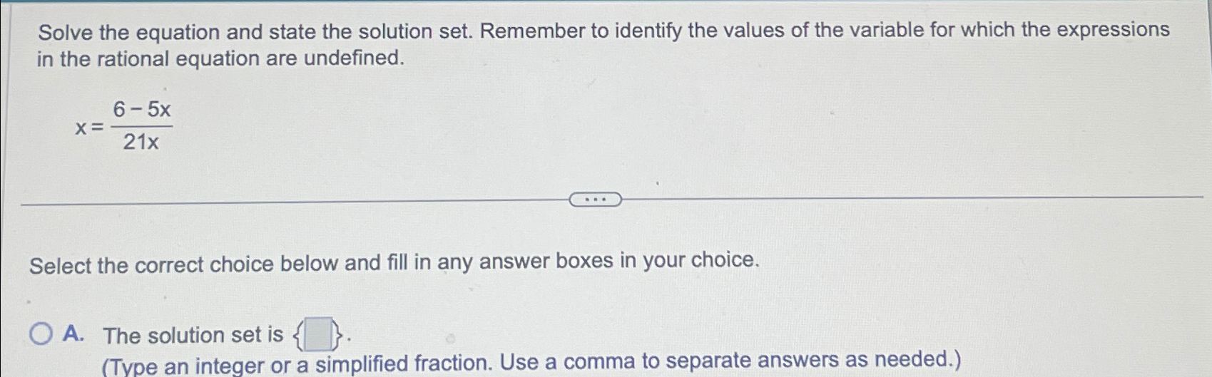 Solved Solve the equation and state the solution set. | Chegg.com