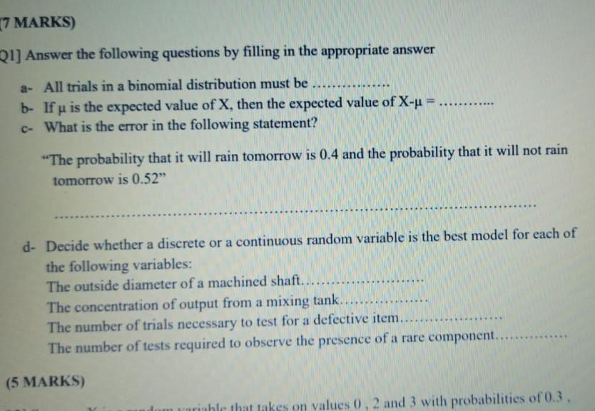 Solved 17 MARKS) QI] Answer the following questions by | Chegg.com