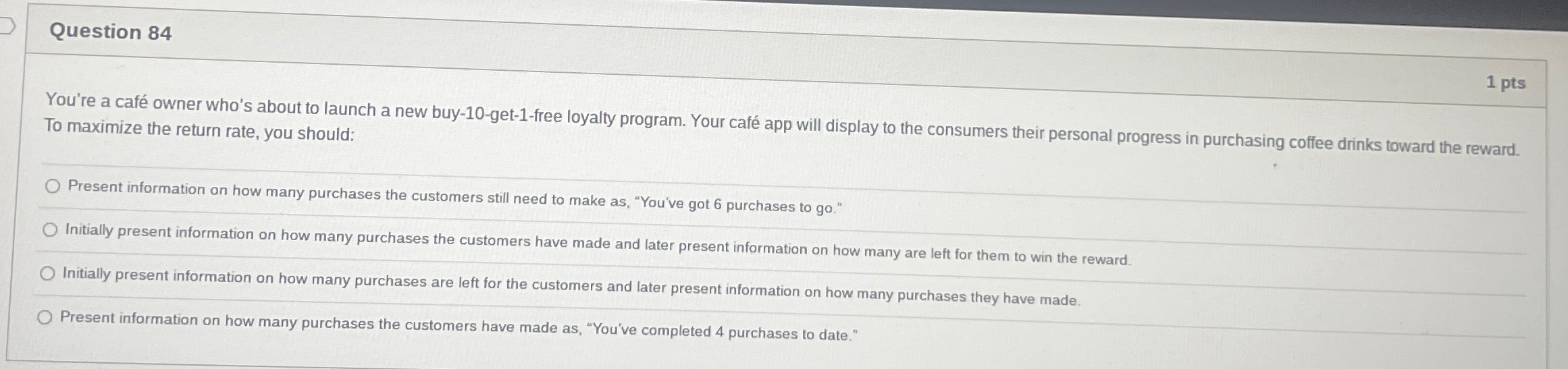 Solved Question 841 ﻿ptsYou're a café ﻿owner who's about to | Chegg.com