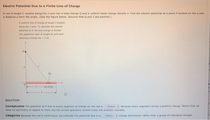 Solved Electric Potential Due to a Finite Line of Charge A | Chegg.com