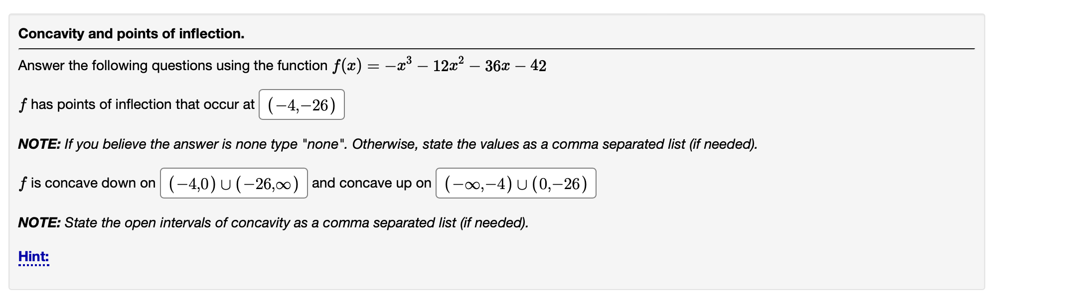 Solved Concavity and points of inflection.Answer the | Chegg.com