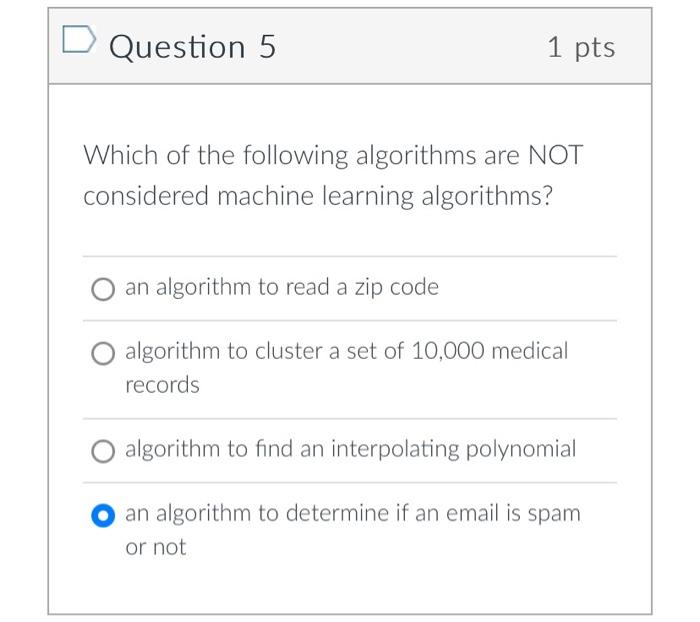 Solved Question 5 1 pts Which of the following algorithms | Chegg.com