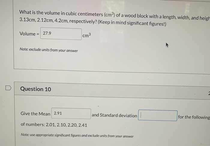 Solved What is the volume in cubic centimeters (cm²) of a | Chegg.com