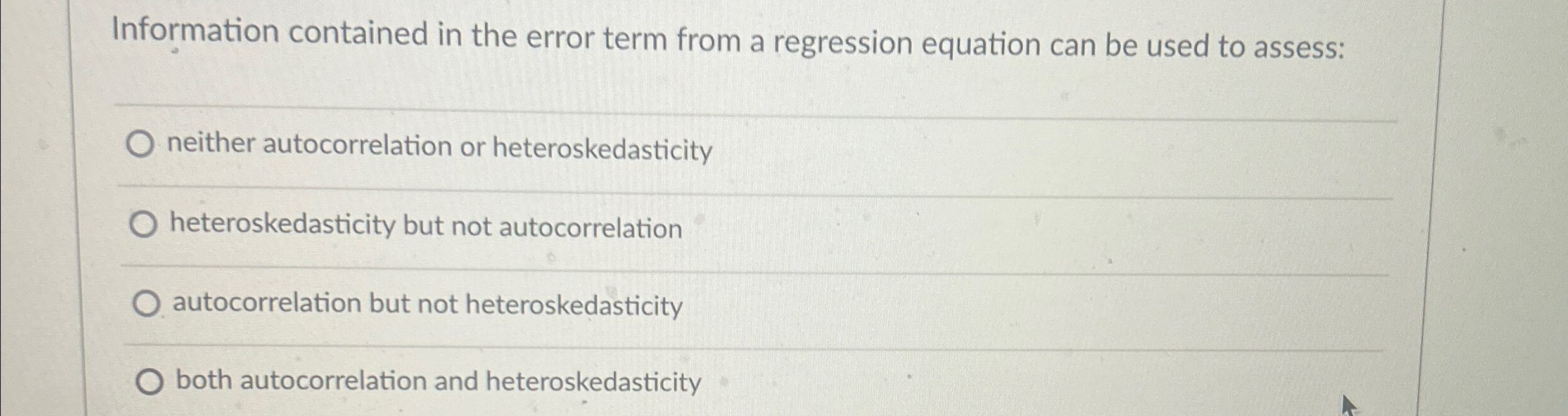 Solved Information contained in the error term from a | Chegg.com