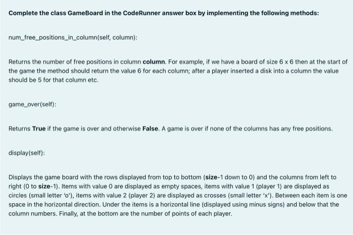The class GameBoard is used to implement the game | Chegg.com The class GameBoard is used to implement the game | Chegg.com