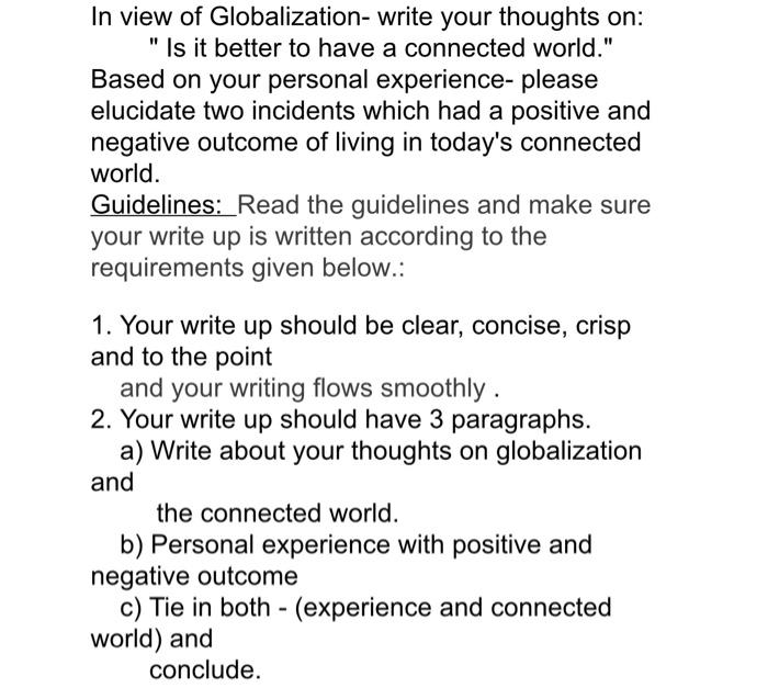 Solved Based on your personal experience- please elucidate | Chegg.com