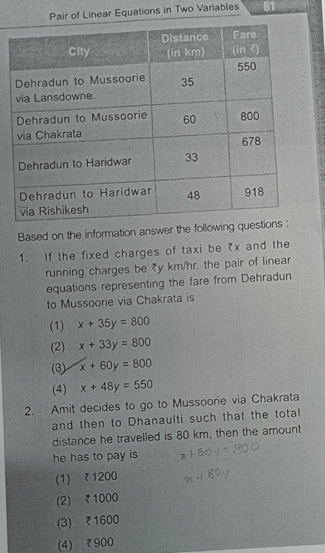 Solved Pair of Linear Equations in Two | Chegg.com