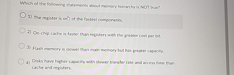Solved Which of the following statements about memory | Chegg.com