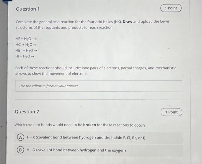 Solved Complete the general acid reaction for the four acid | Chegg.com