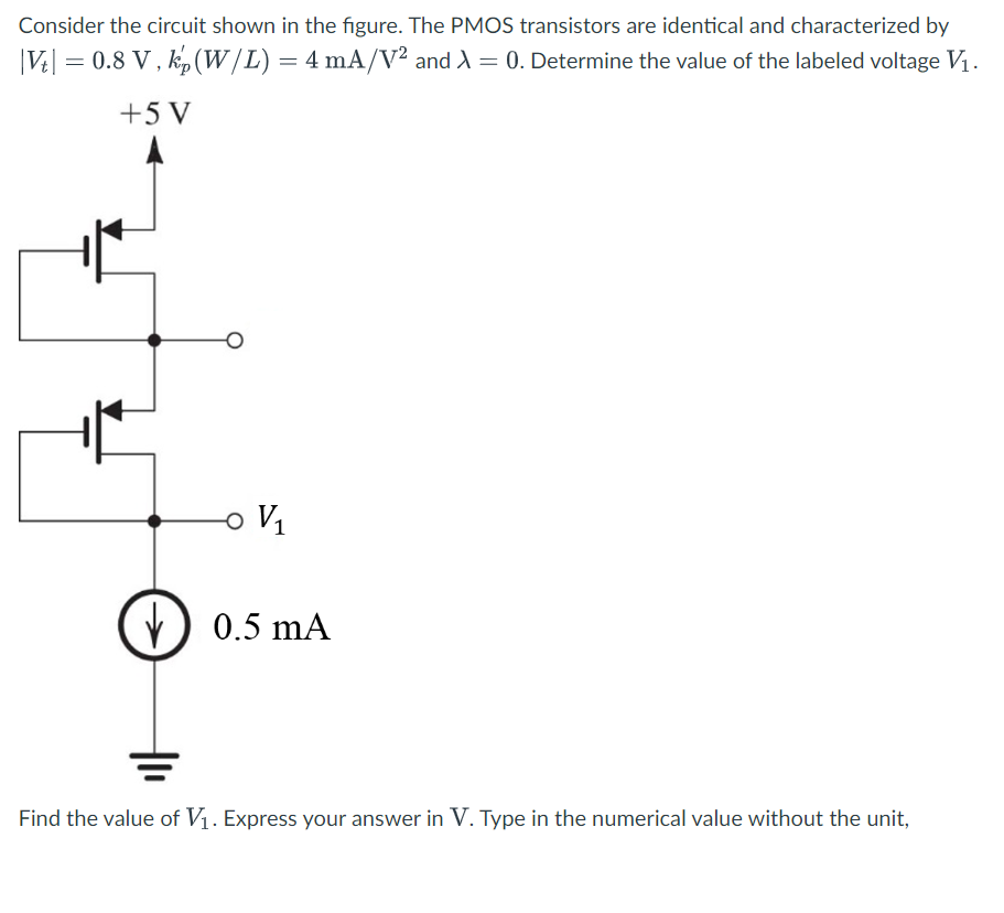 Solved Consider the circuit shown in the figure. The PMOS | Chegg.com