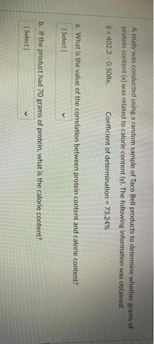 Solved A study was conducted using a random sample of Taco | Chegg.com