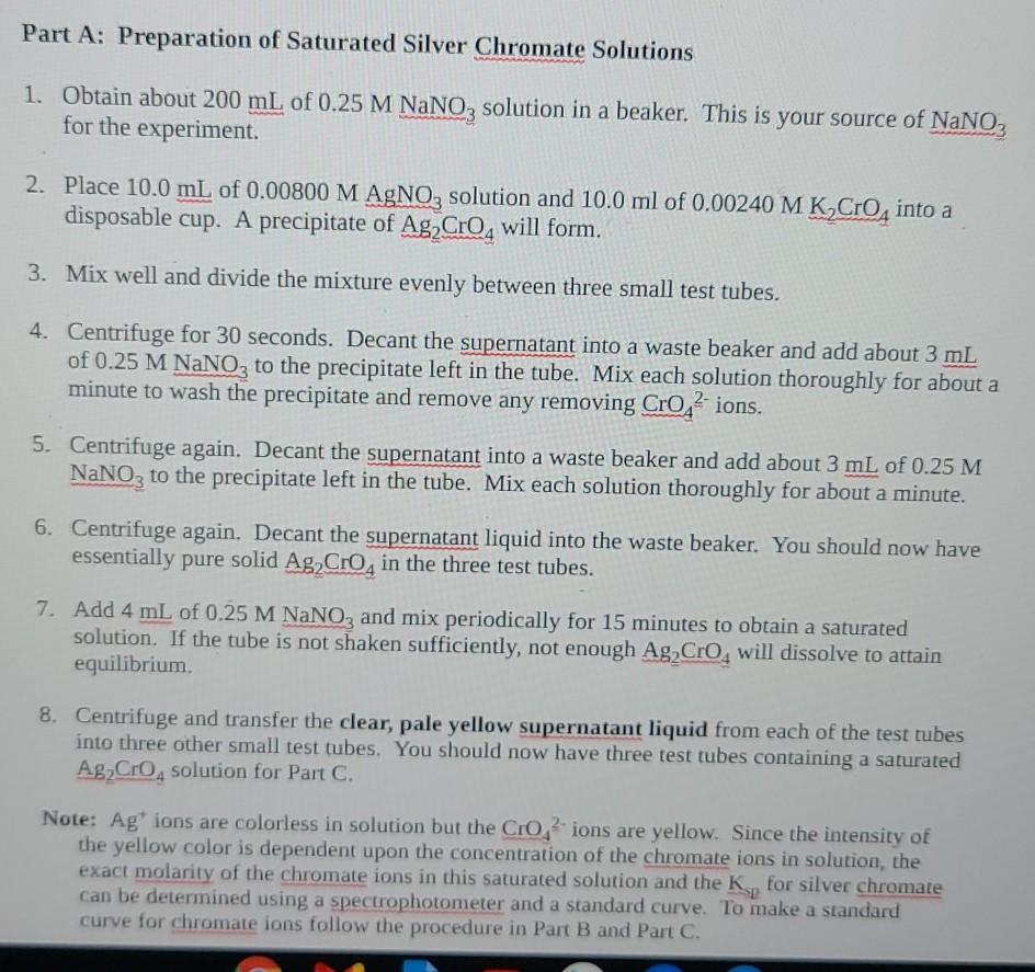 Solved Determination of the Solubility Product of Ag,Cro The | Chegg.com