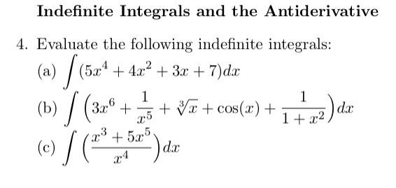 Solved Indefinite Integrals and the Antiderivative Evaluate | Chegg.com