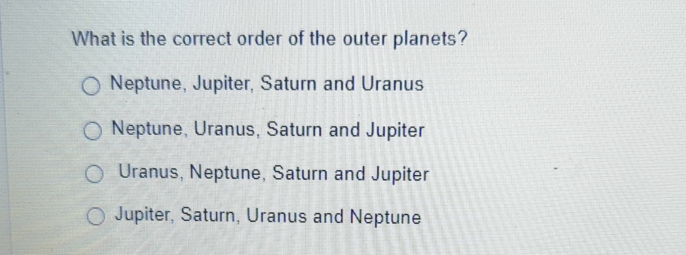 Solved What is the correct order of the outer | Chegg.com
