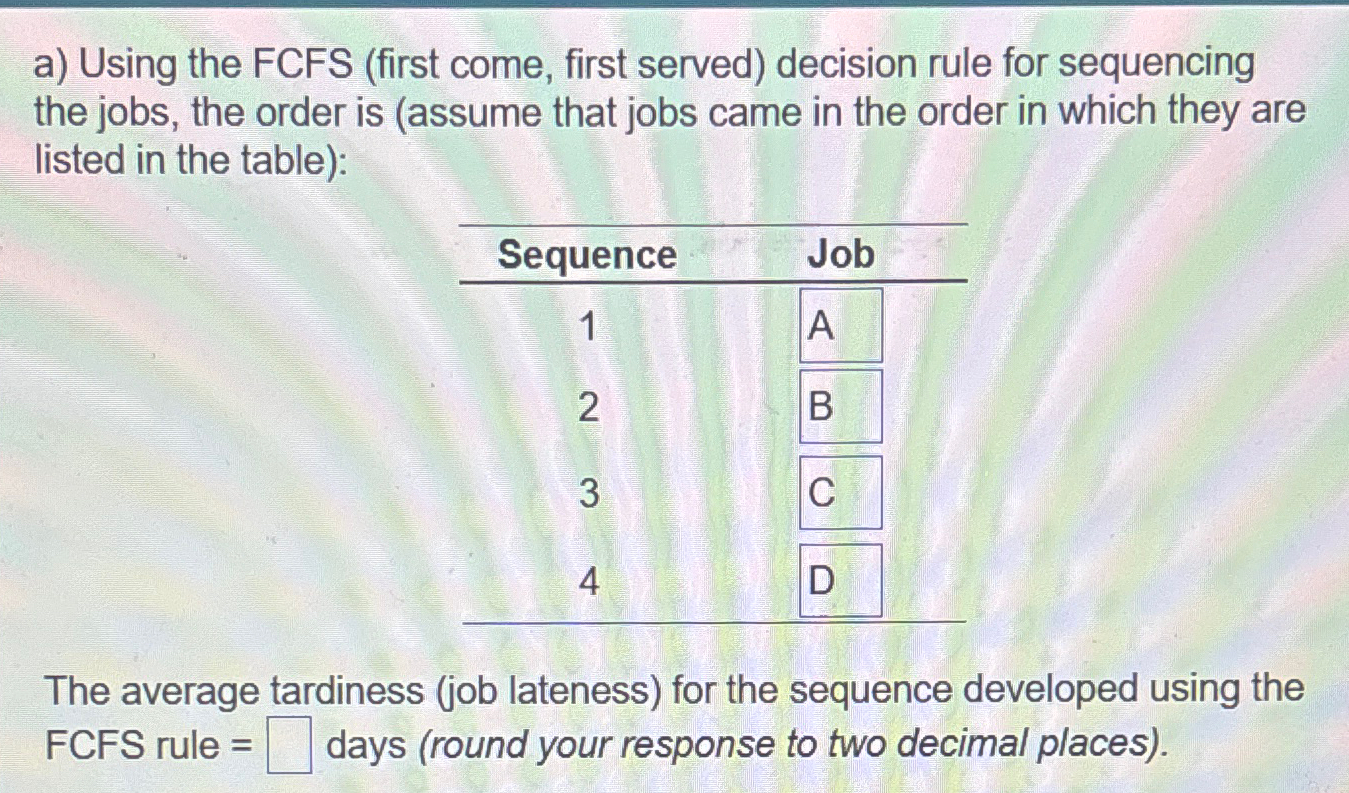 Solved a) ﻿Using the FCFS (first come, first served) | Chegg.com