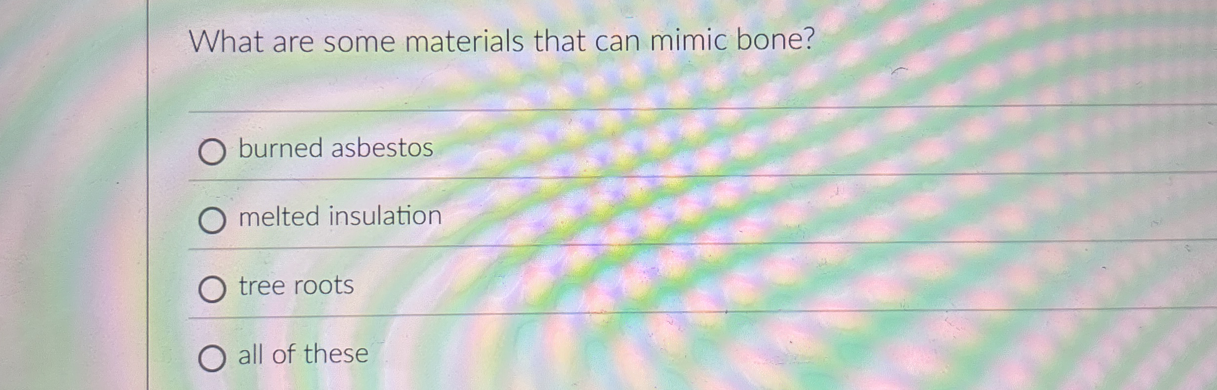 Solved What are some materials that can mimic bone?burned | Chegg.com