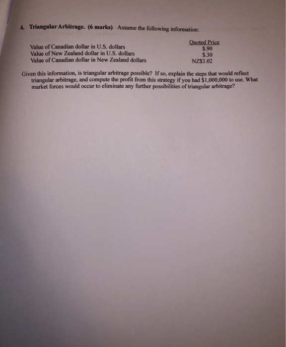 Solved 1. Locational Arbitrage. Explain the concept of | Chegg.com
