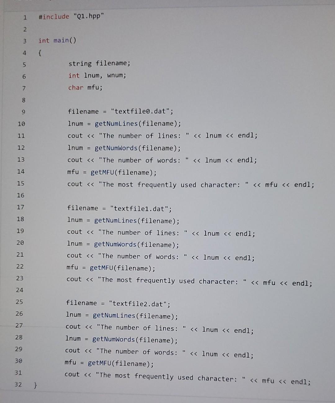 Solved Make a program that counts the number of lines and | Chegg.com
