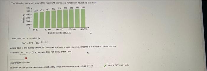 Solved The following bar graph shows U.S. math SAT scores as | Chegg.com