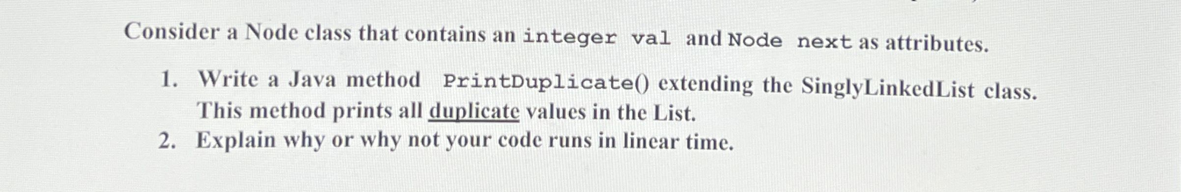 Solved Consider a Node class that contains an integer val | Chegg.com