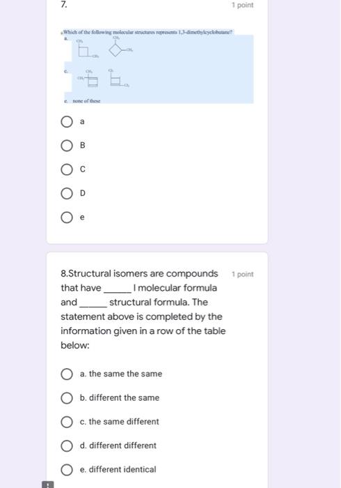 Solved 7. +Which of the following molecular structures | Chegg.com