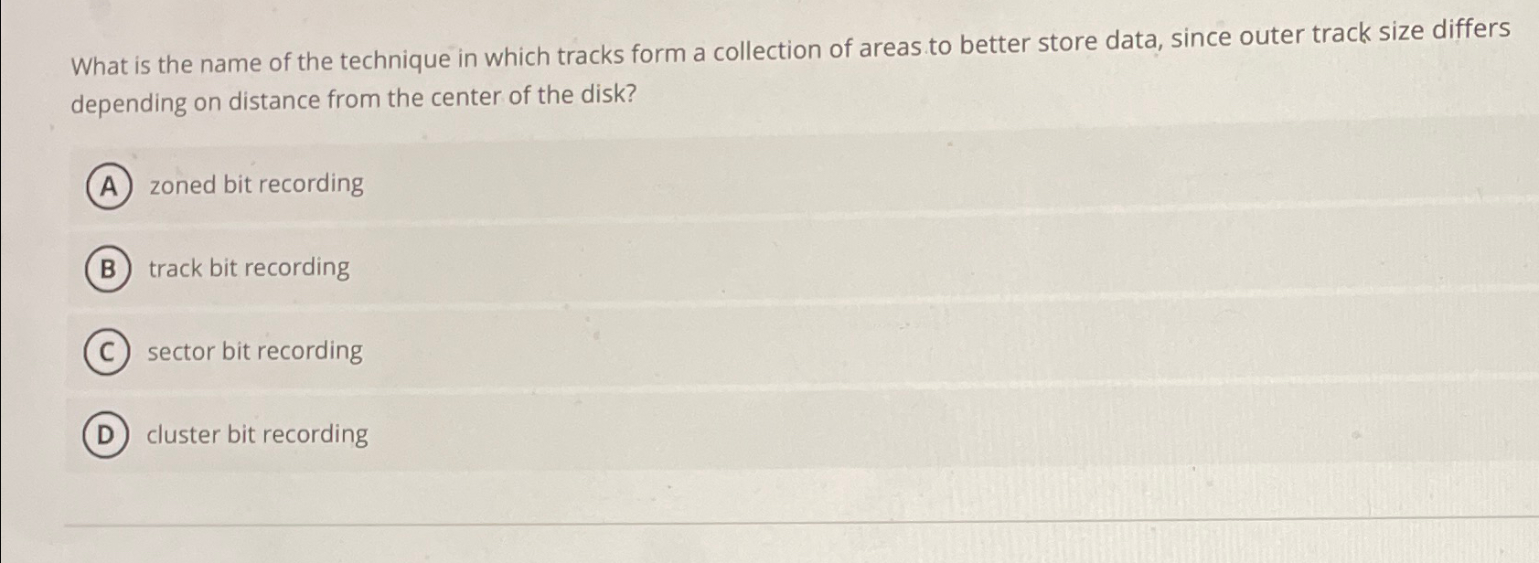 Solved What is the name of the technique in which tracks | Chegg.com