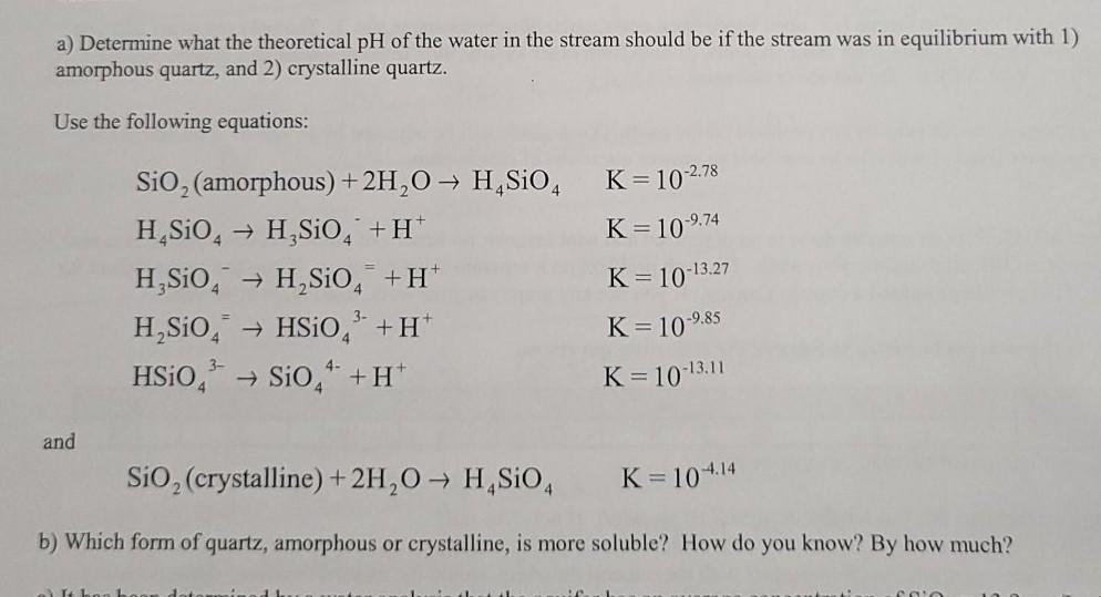 Solved a) Determine what the theoretical pH of the water in | Chegg.com