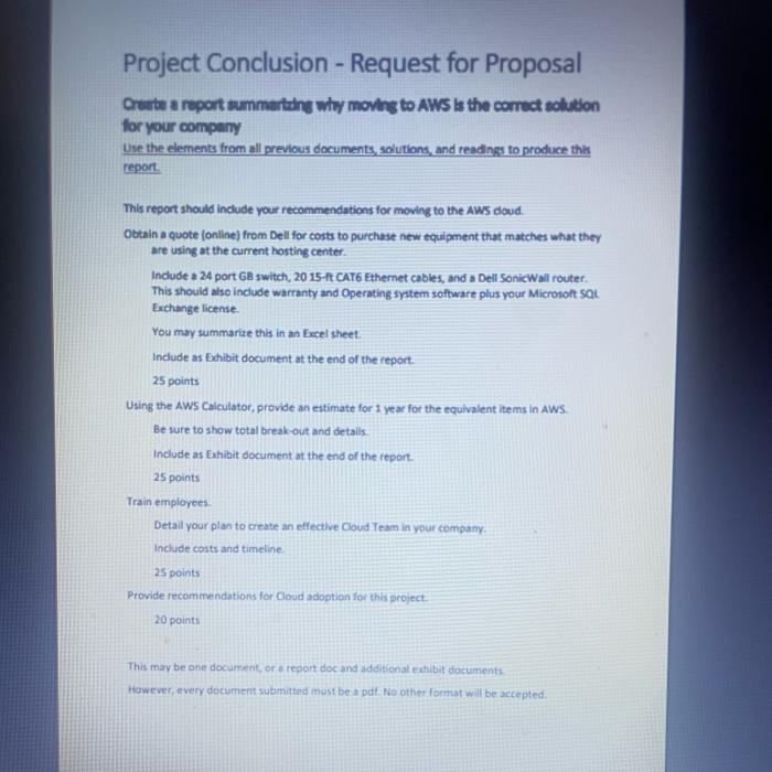 Project Conclusion - Request for Proposal Orate a | Chegg.com