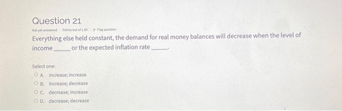 Solved Question 21 Everything else held constant, the demand | Chegg.com