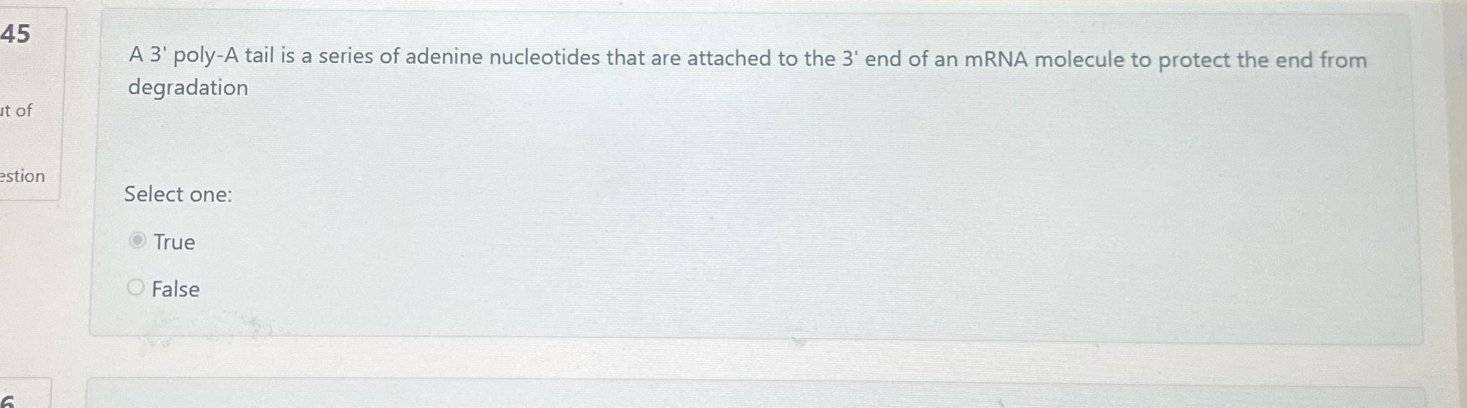 Solved 45A 3' ﻿poly-A tail is a series of adenine | Chegg.com